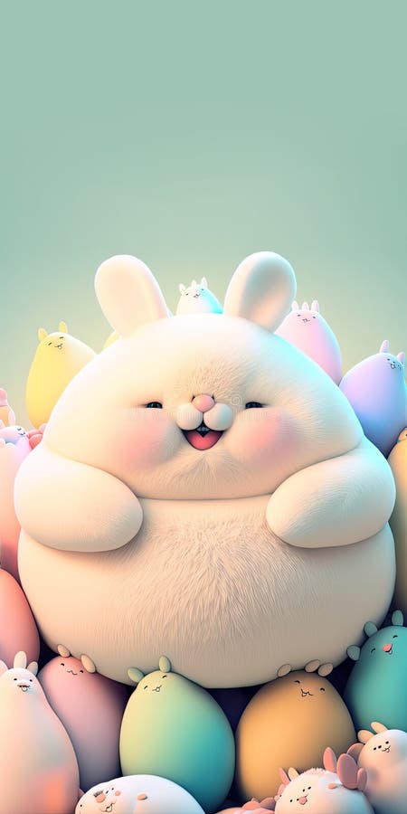 3D Render of Cheerful Bunny or Rabbit Character Sitting on Colorful Egg ...