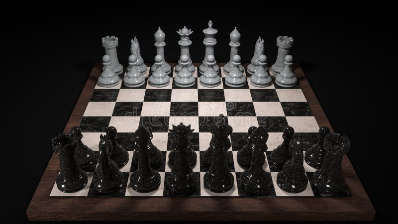3d Render of a Chess Game. Marble Pieces on a Chessboard Stock ...