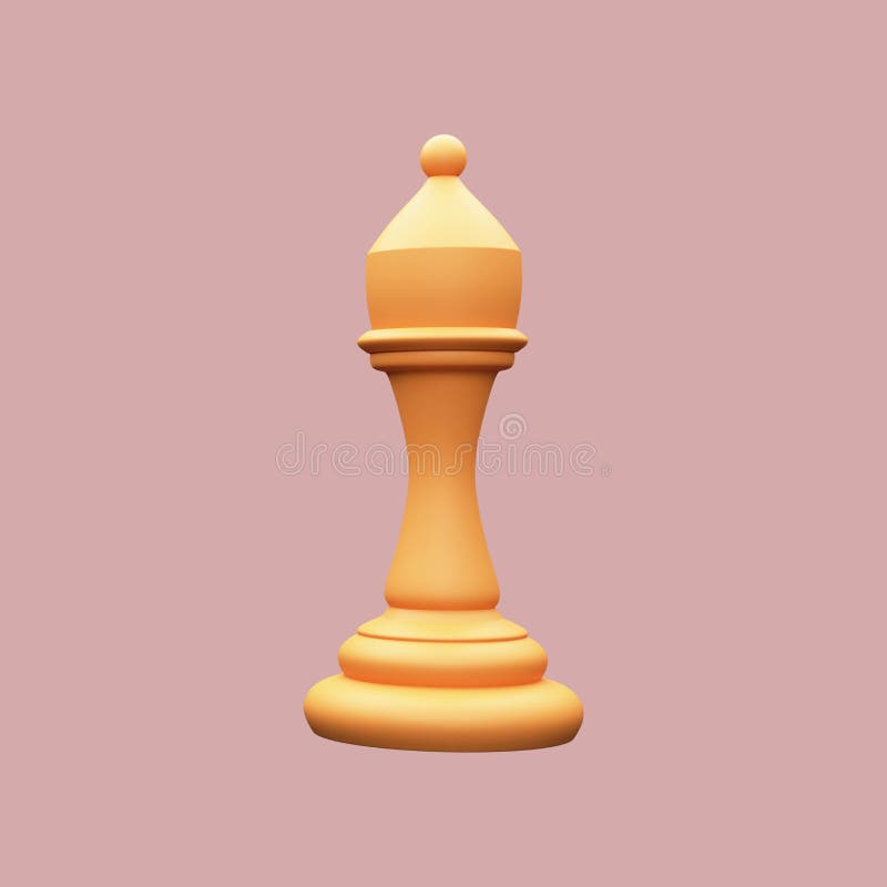 3D Render Chess Piece of Golden Bishop Over Pastel Red Stock ...