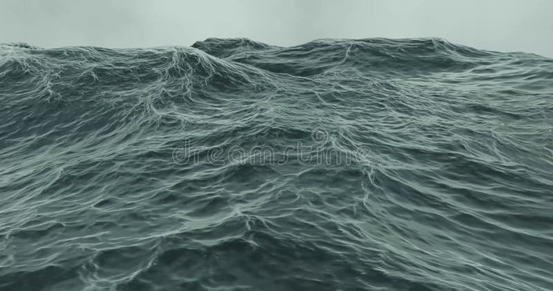 3d Render of Choppy Rough Sea with Waves and a Buoy in Storm Water ...
