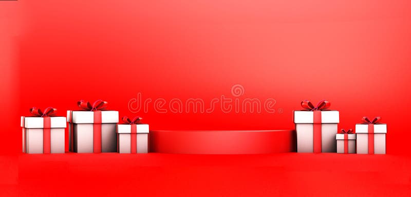 3D Render Christmas Boxes and Platform Stock Illustration ...