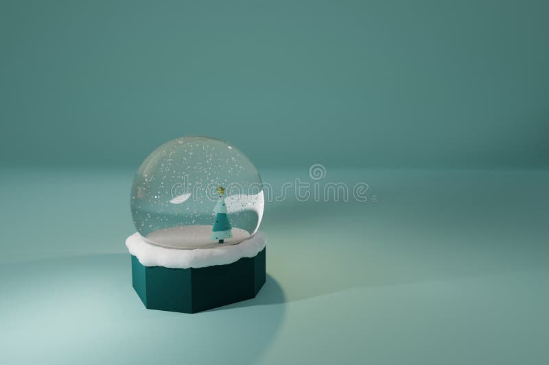 3d Render of Christmas Snow Globe with Decorated Tree Inside Stock ...