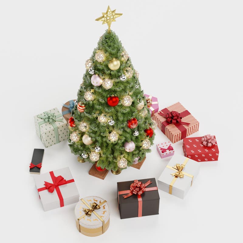 3D Render of Christmas Tree Stock Illustration - Illustration of xmas ...