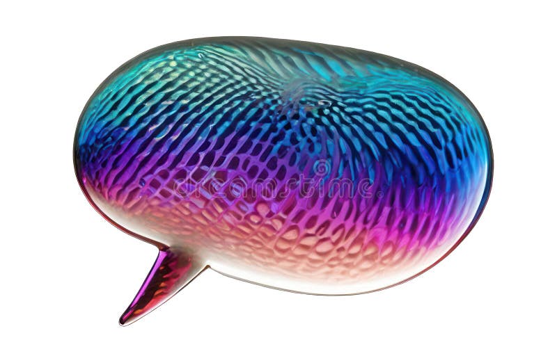 3D Render of Chrome Element, Molten Metal. Holographic Speech Bubble ...