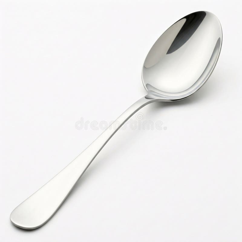 Plate Crome Spoon on a White Background. 3d Render. Isolated Front View ...