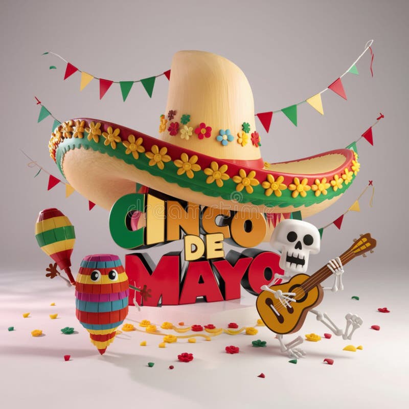 3D Render Illustration of Cinco De Mayo Stock Illustration ...