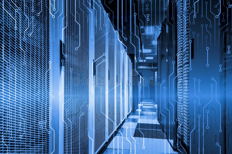 3D Render Circuit Technology Background with Hi-tech Digital Data Connection System and Computer ...