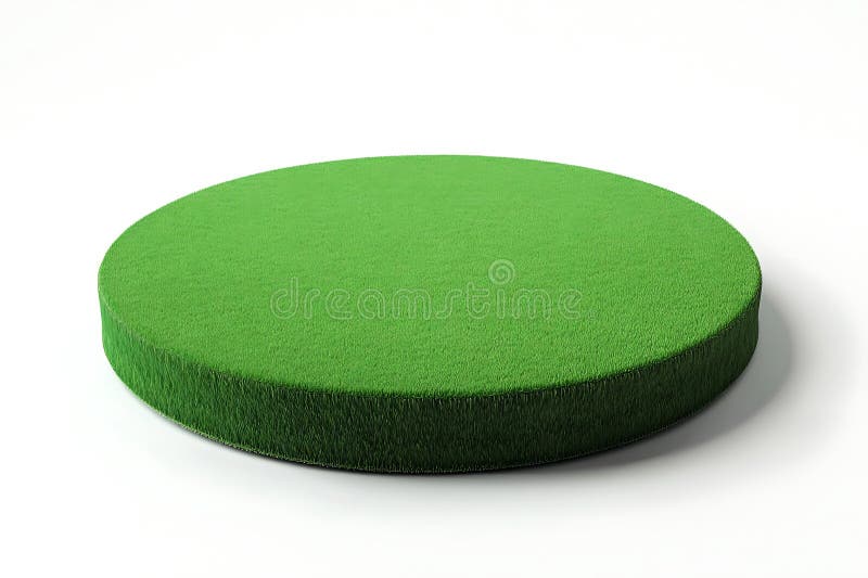 3D Render of Circular Green Grass Platform, Isolated on White ...