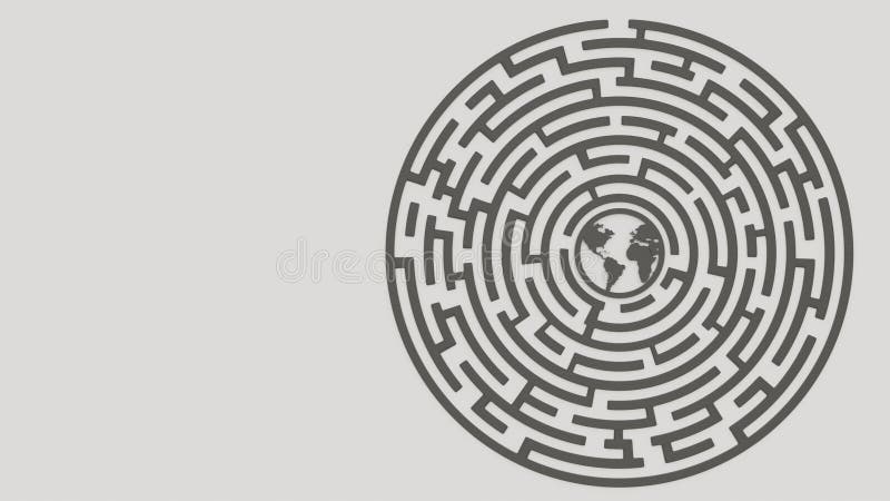3d Render Circular Maze Labyrinth Mosaic Stock Illustration ...