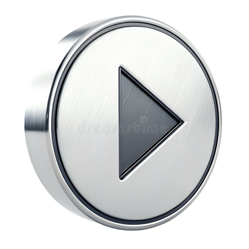 Brushed Metal Play Button Icon 3 D Render Dark Gray Triangle Stock ...