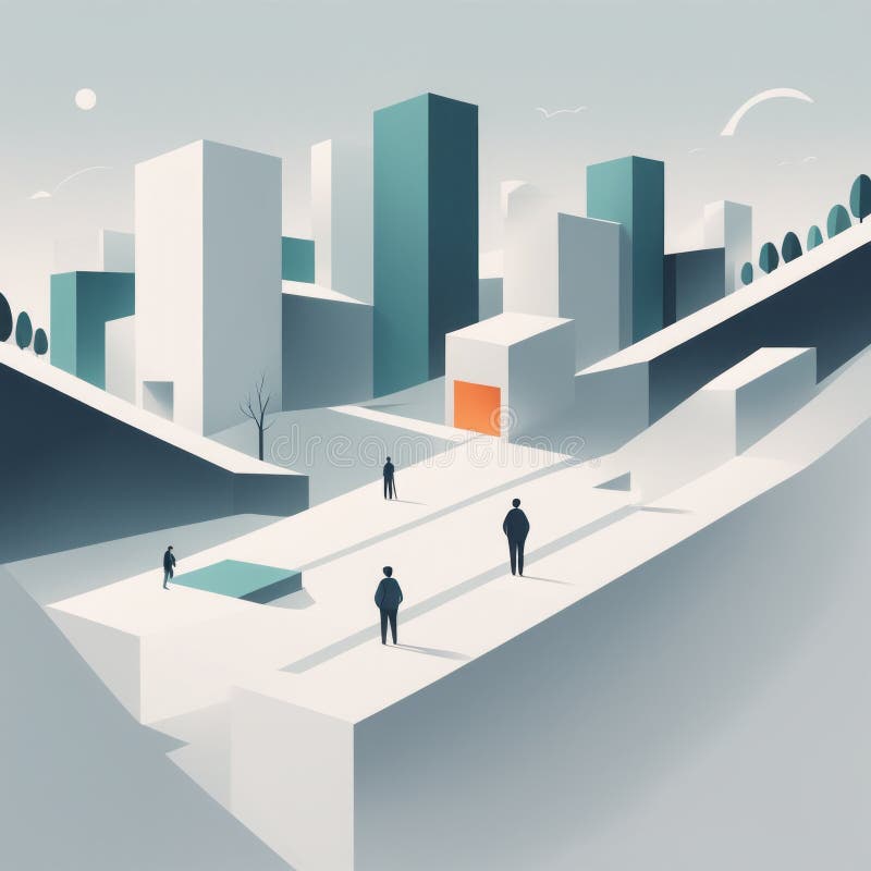 3d Render of a City with a Large Building. 3d Render of a City with a ...