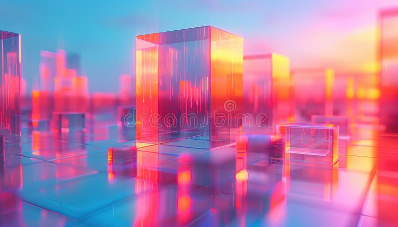 3d Render of a City Made of Glass Skyscrapers Stock Illustration ...