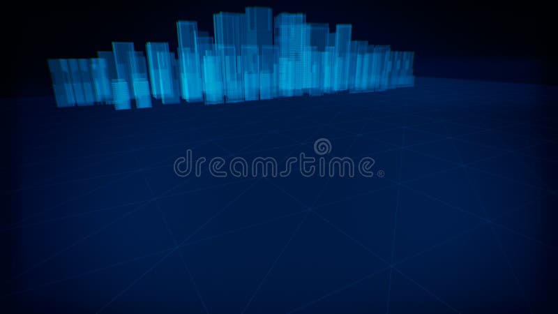 City X-ray Blue Transparent on Dark Background. Stock Illustration ...