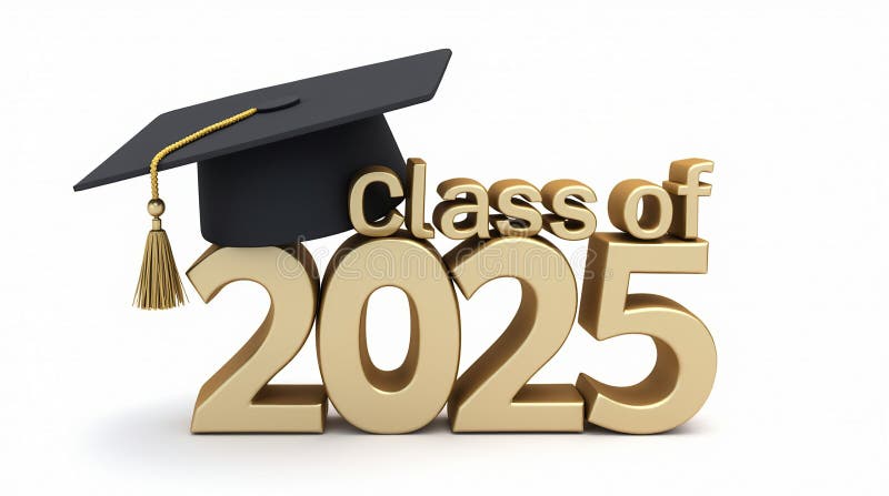 3D Render of Class of 2025 with Graduation Cap on White Stock ...