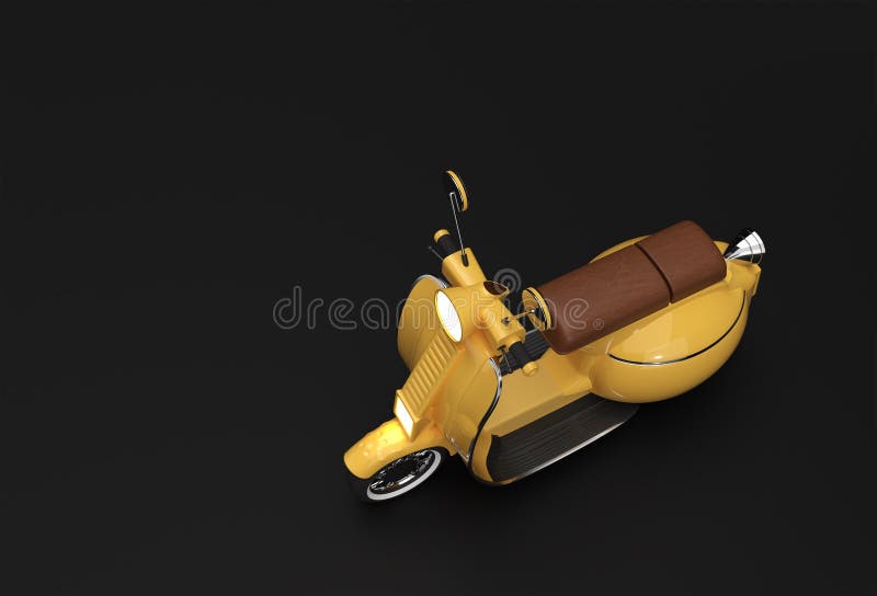 3D Render Classic Motor Scooter Side View on a Black Background Stock ...