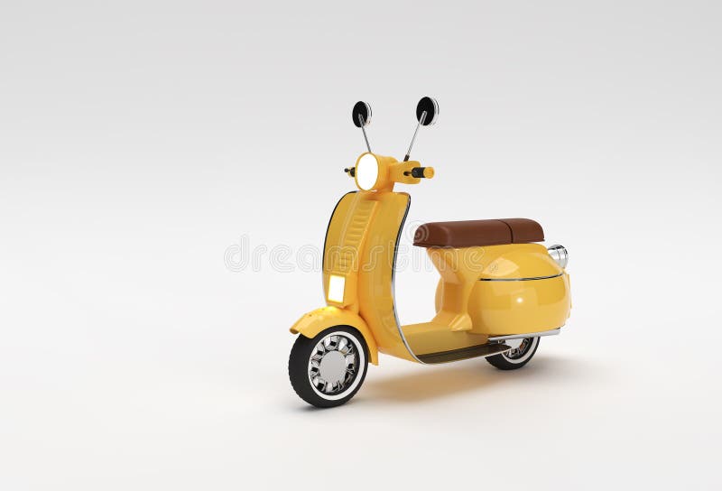 3D Render Classic Motor Scooter Side View on a White Background Stock ...