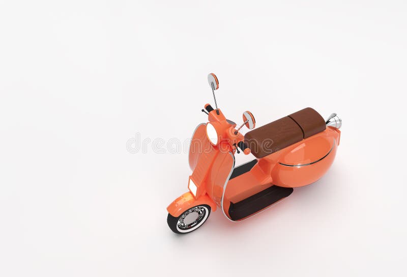 3D Render Classic Motor Scooter Side View on a White Background Stock ...