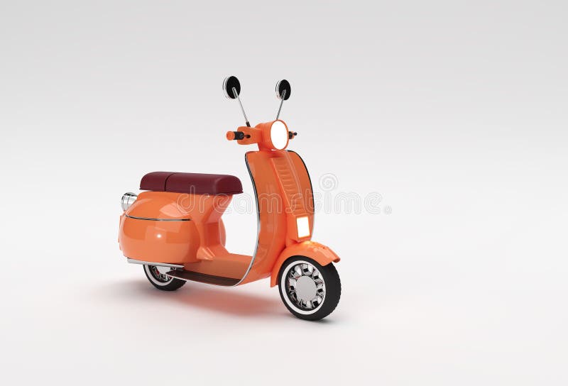 3D Render Classic Motor Scooter Side View on a White Background Stock ...
