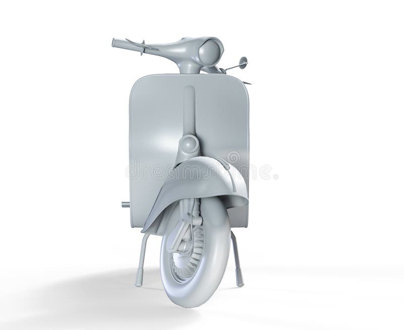 3D Render Classic Motor Scooter Side View on a White Background Stock ...