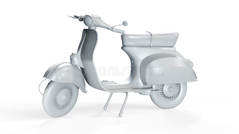 3D Render Classic Motor Scooter Side View on a White Background Stock ...