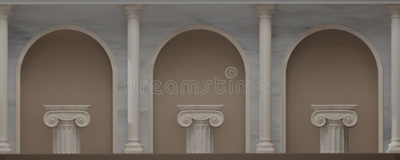 3D Render Classic Pillars Pedestal with Light and Shadow on Roman ...