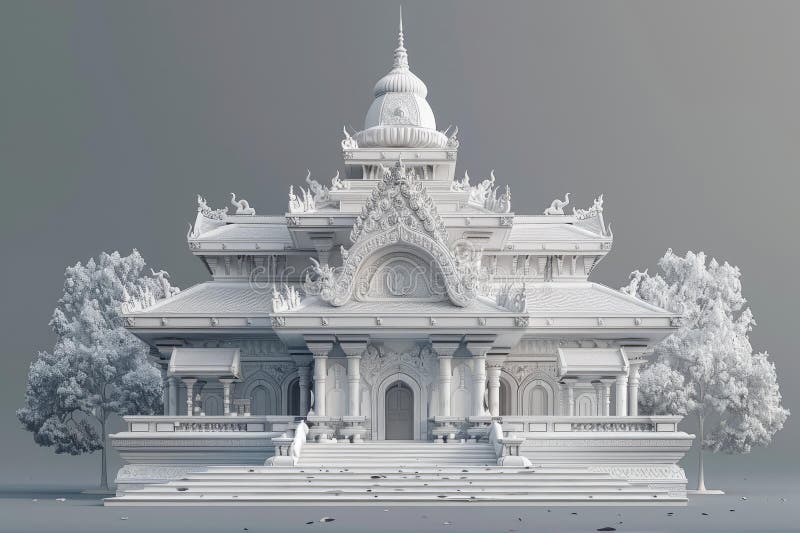 3d Render of a Classic Temple with Trees Stock Illustration ...