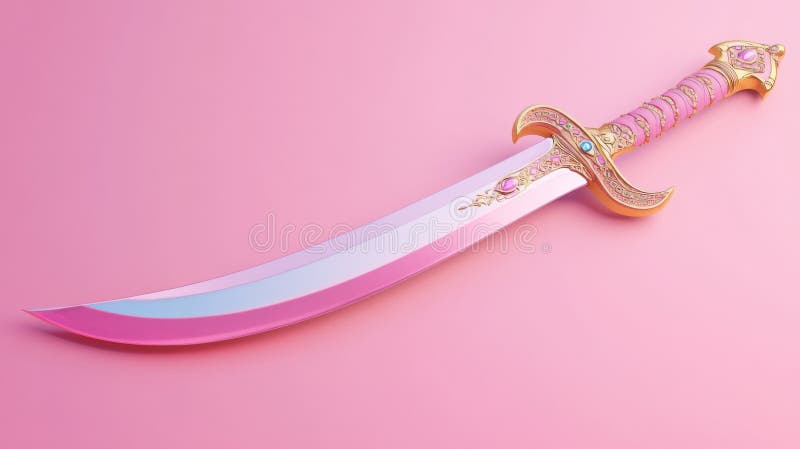 3D Render of Classical Arabian Scimitar Sword Stock Illustration ...