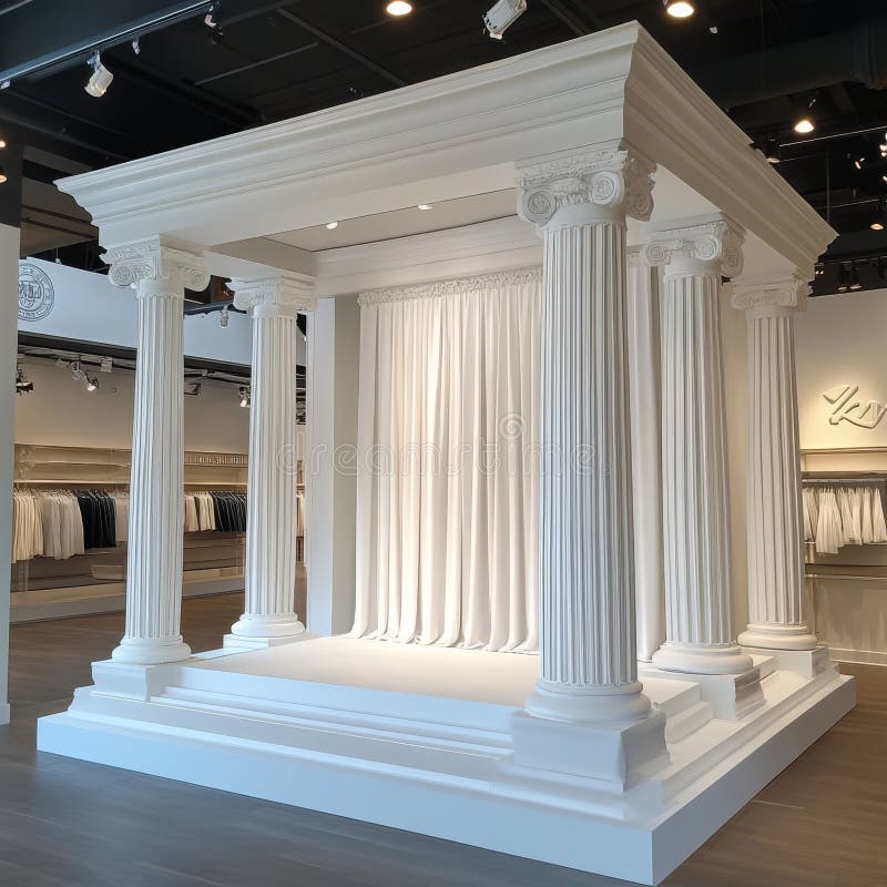 3d Render of Classical Columns in the Interior of a Luxury Store. Stock ...