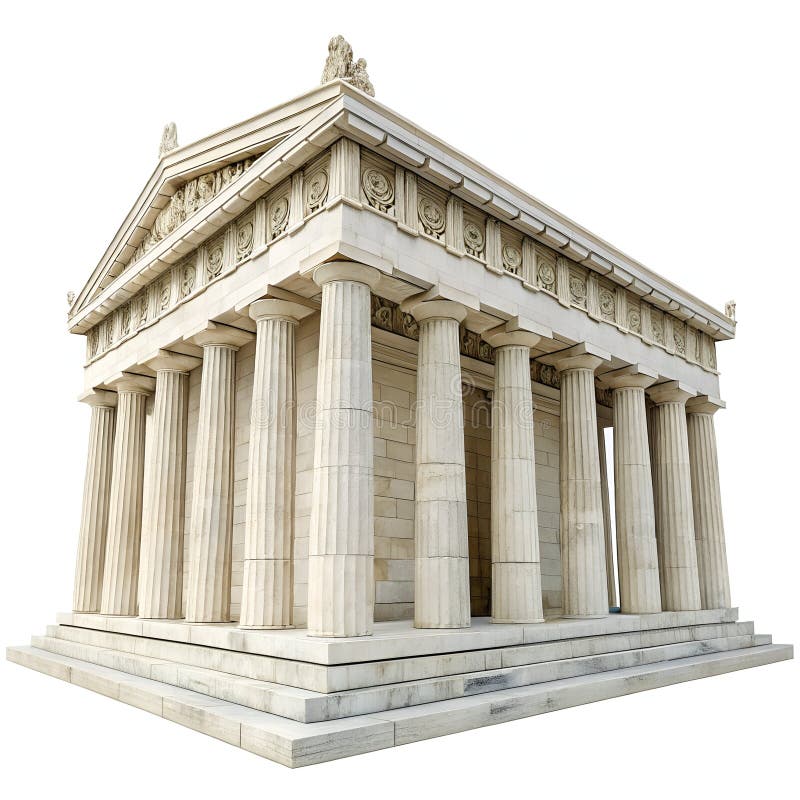 3D Render of Classical Greek Building Isolated on White Background ...