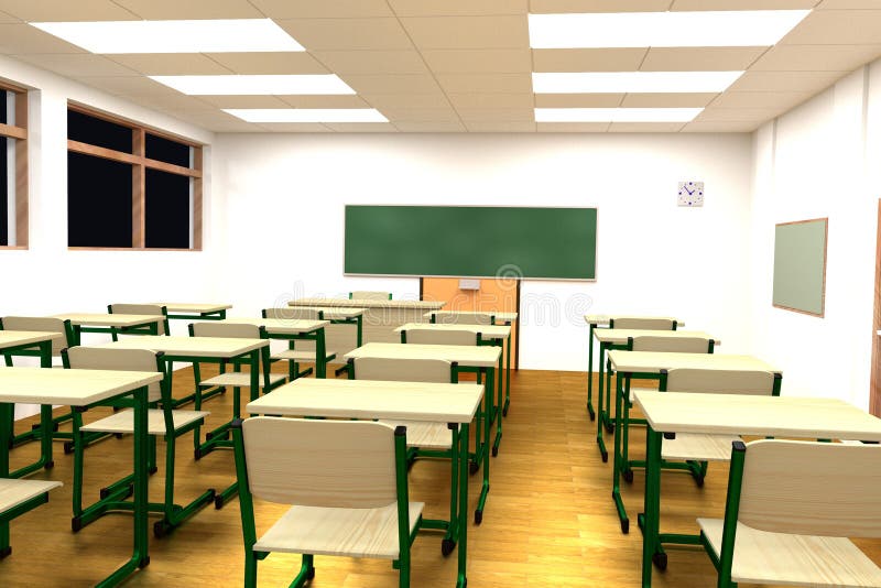 3d Render of Classroom and Whiteboard on the Red Wall Stock ...