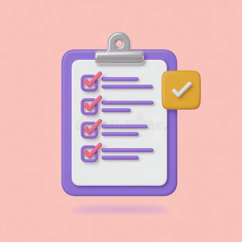 3d Render of Clipboard with Check Marks and Verification Sign ...