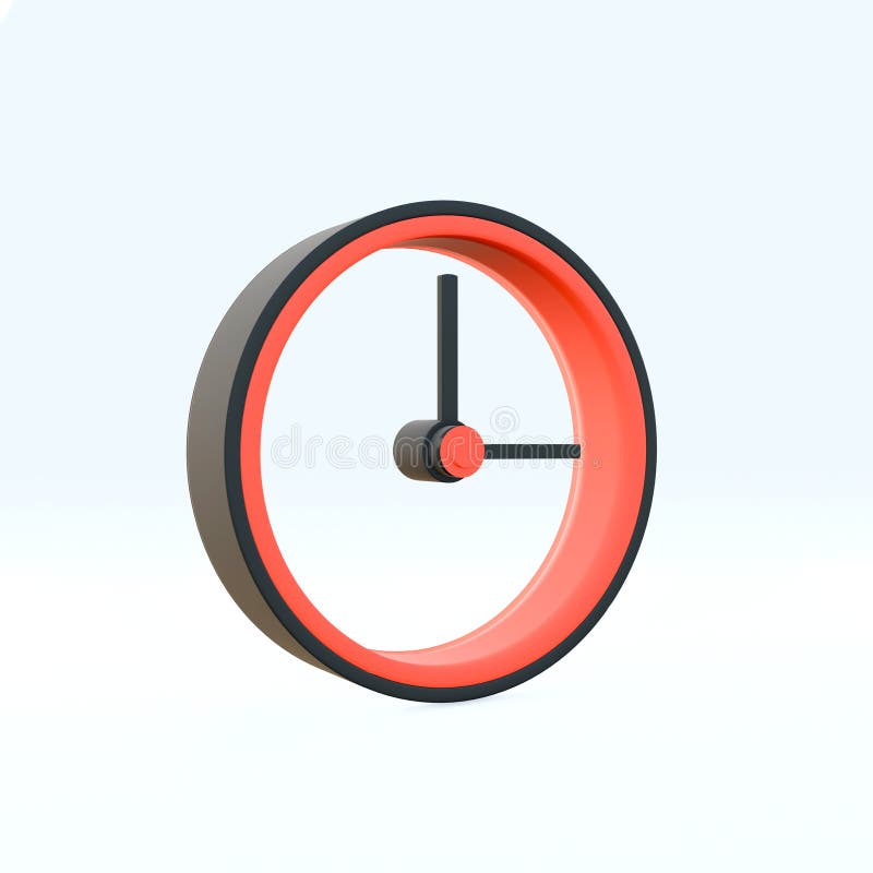 3d Render Clock Icon and Object Stock Illustration - Illustration of ...