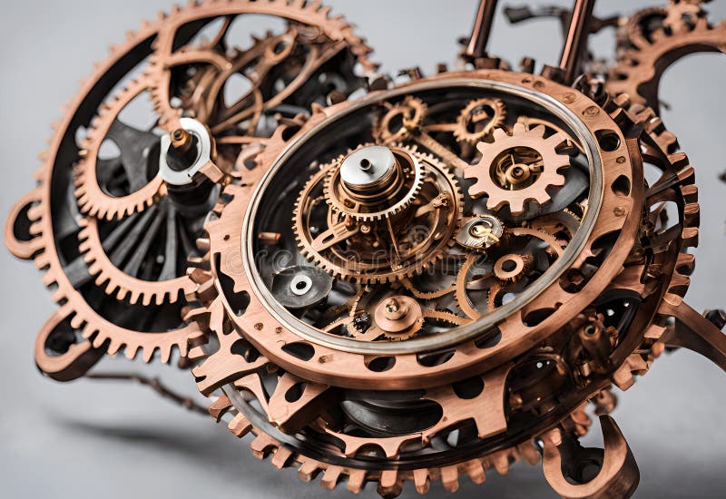 Vintage Clock Mechanism with Gears and Cogwheels 3d Render Stock ...