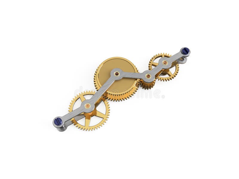 3D Render Clockwork Gear Train Cogs Stock Illustration - Illustration ...