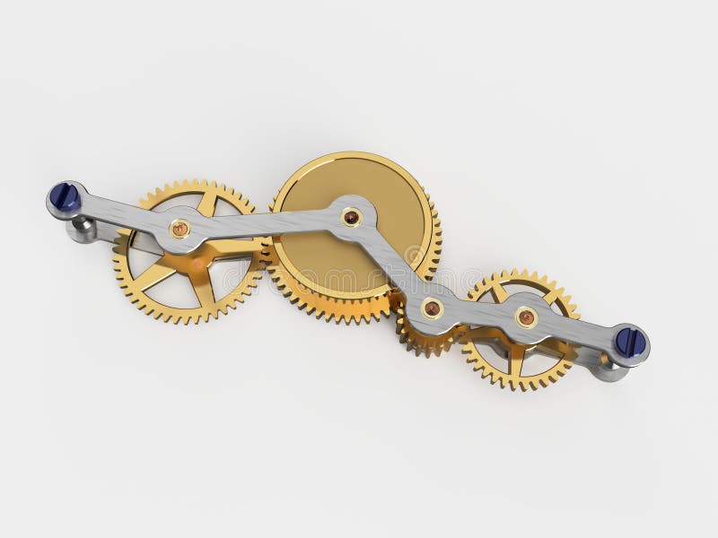 3D Render Clockwork Gear Train Cogs Stock Illustration - Illustration ...