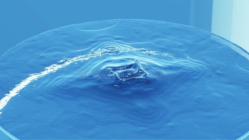 3d Render. Close-up of a Blue Drop Dripping Onto a Surface. Stock ...