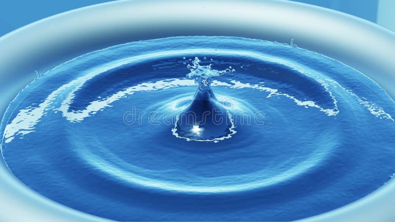 3d Render. Close-up of a Blue Drop Dripping Onto a Surface. Stock ...