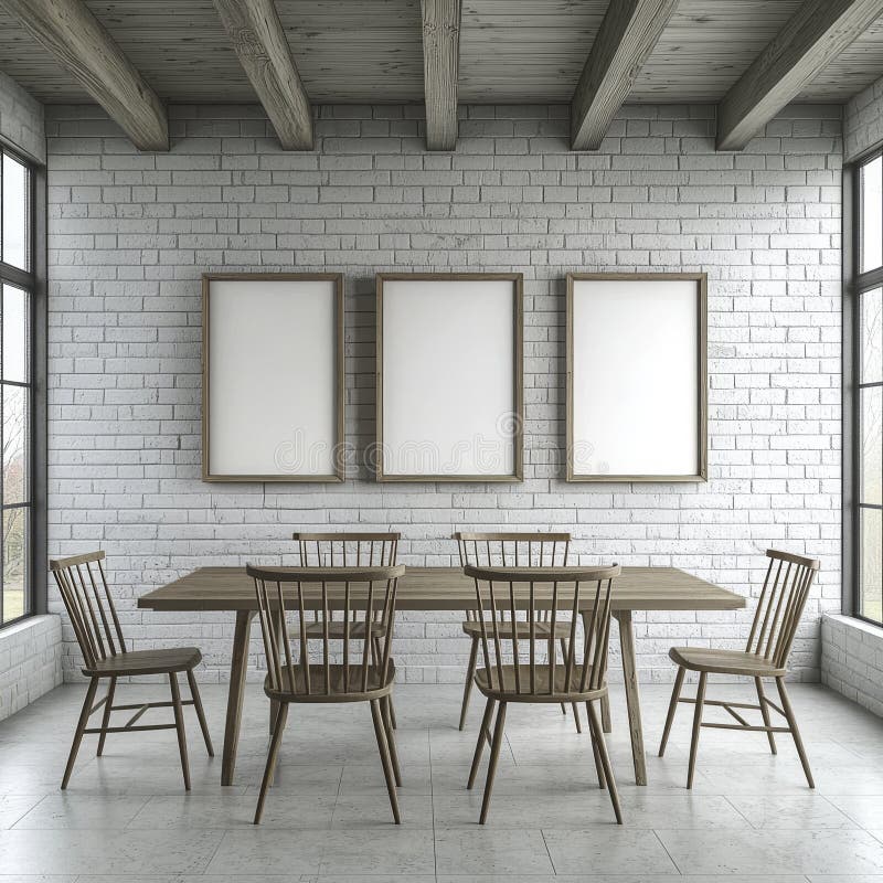 A 3D Render Close-up of a Mock-up Poster Frame in a Kitchen Setting. Stock Illustration ...