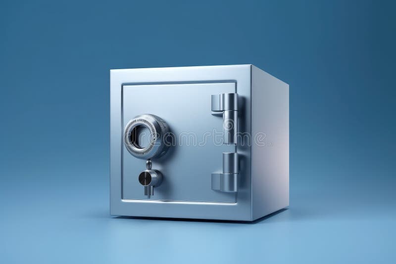 Closed Metallic Safe Box Isolated on White Background. Gold Bank Safe ...