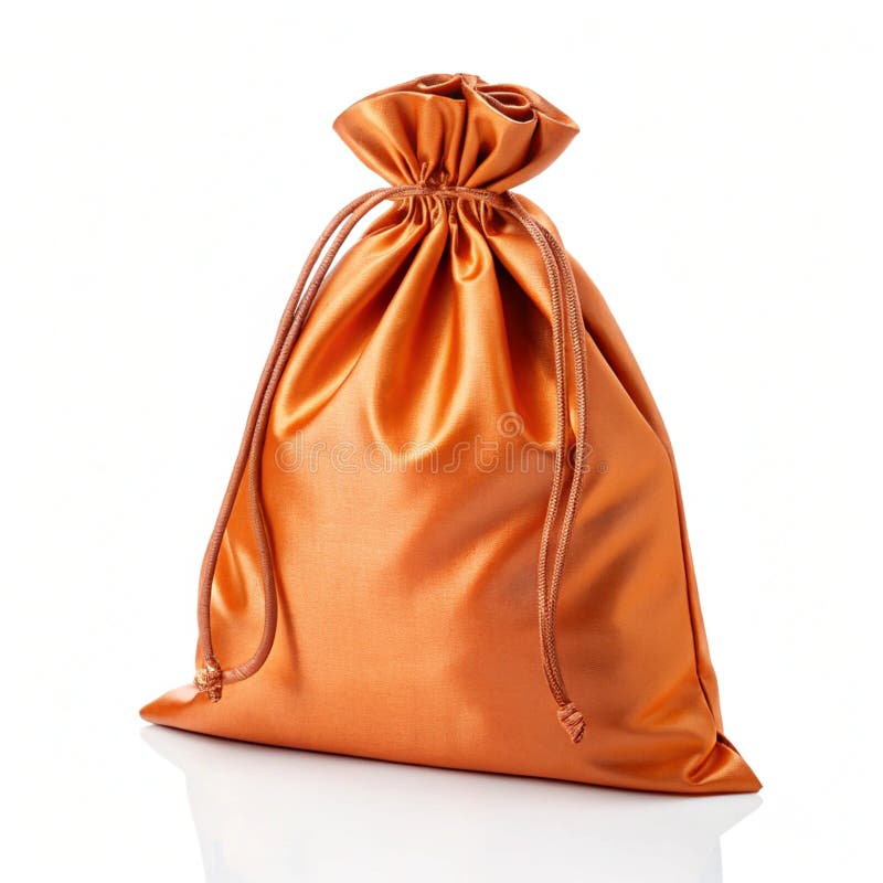 3D Render of a Closed Orange Satin Drawstring Bag Stock Illustration ...