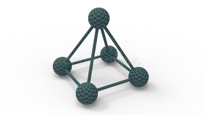 3D Render - Cloth Textured Atom Pyramid Stock Illustration ...