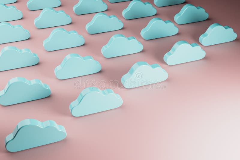 Cloud Computing Concept - Several Clouds in Turquoise on a Pink Surface ...