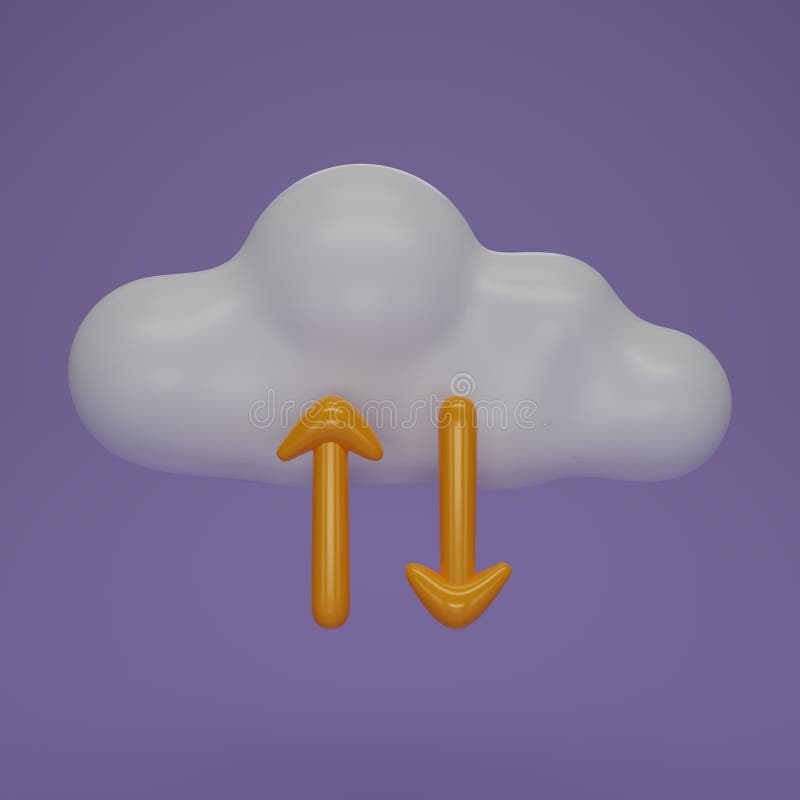 3D Render Cloud and Reversible Arrows Icon Isolate on Purple Background ...