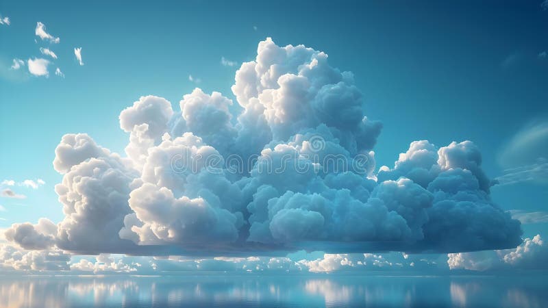 3D Render of Cloud Storage Technology on Blue Background. Concept 3D ...