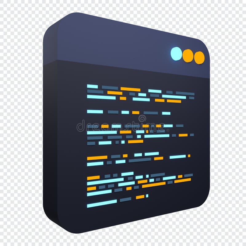 3d Render Coding Icon Coding Screen 3d Rendering Programming With Syntax Code Stock Image
