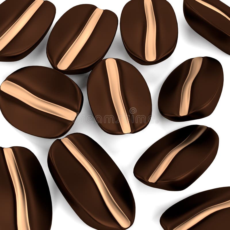 3d render of coffee beans stock illustration. Illustration of model ...