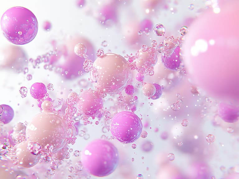 A 3D Render of Collagen Cells with DNA Molecular Structures on a Light ...