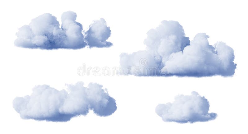3d Render, Collection of Abstract Realistic Clouds Isolated on White ...