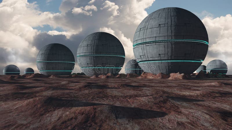 Colony of Humans on a Planet Stock Illustration - Illustration of ...