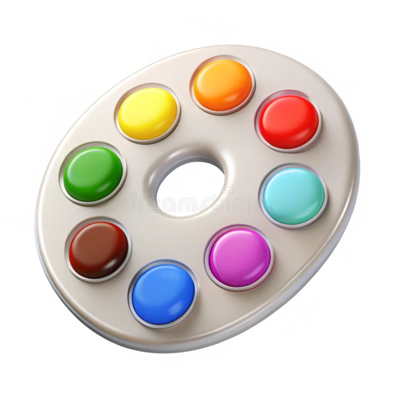 3D Render Color Palette Icon Isolated on White Background Stock ...